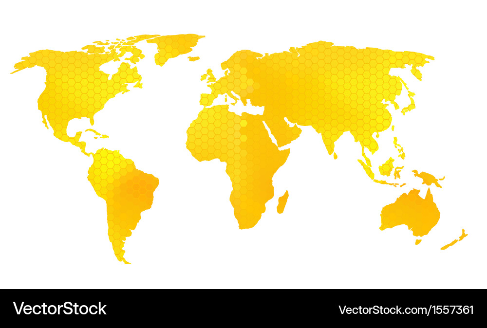 Honeycomb World Map Royalty Free Vector Image - VectorStock