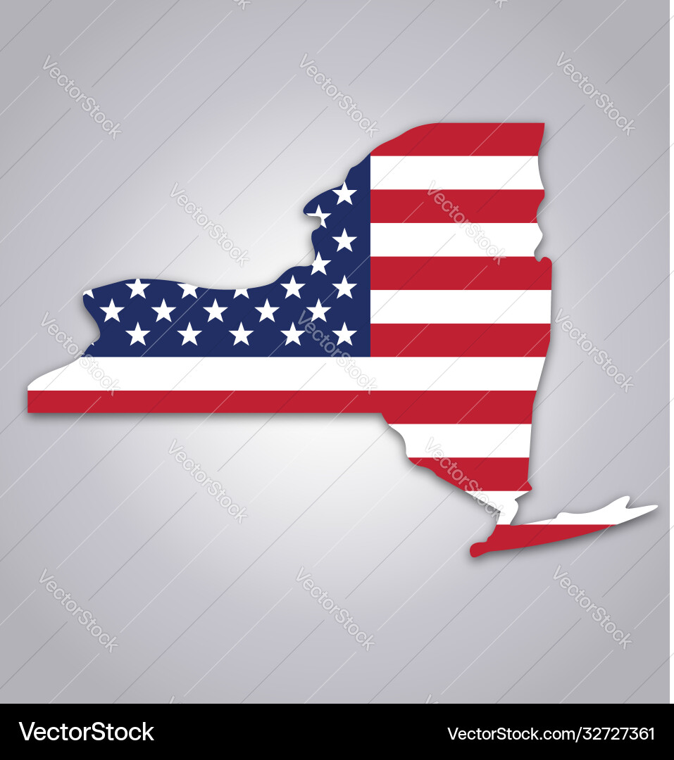 New york ny state shape with usa flag Royalty Free Vector