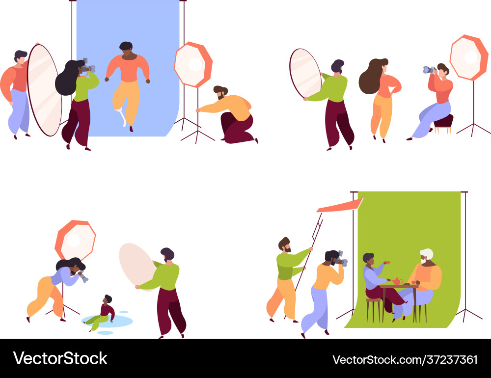 Studio photographers digital camera shooting Vector Image