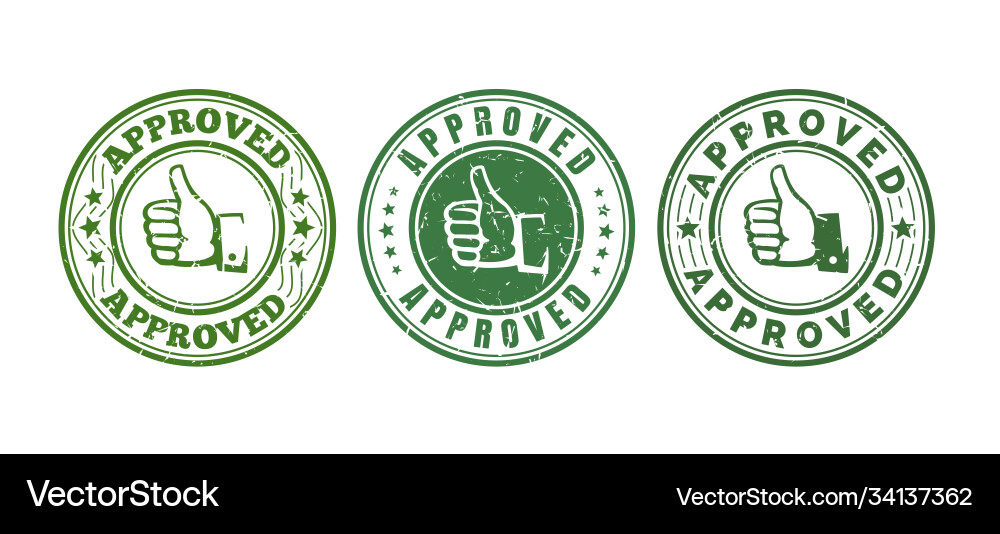 Approve stamp with thumb up Royalty Free Vector Image