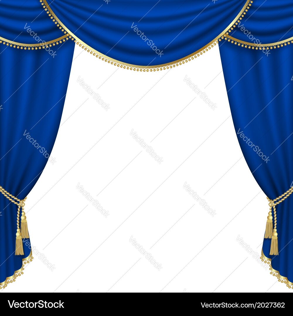 Blue curtain Royalty Free Vector Image - VectorStock