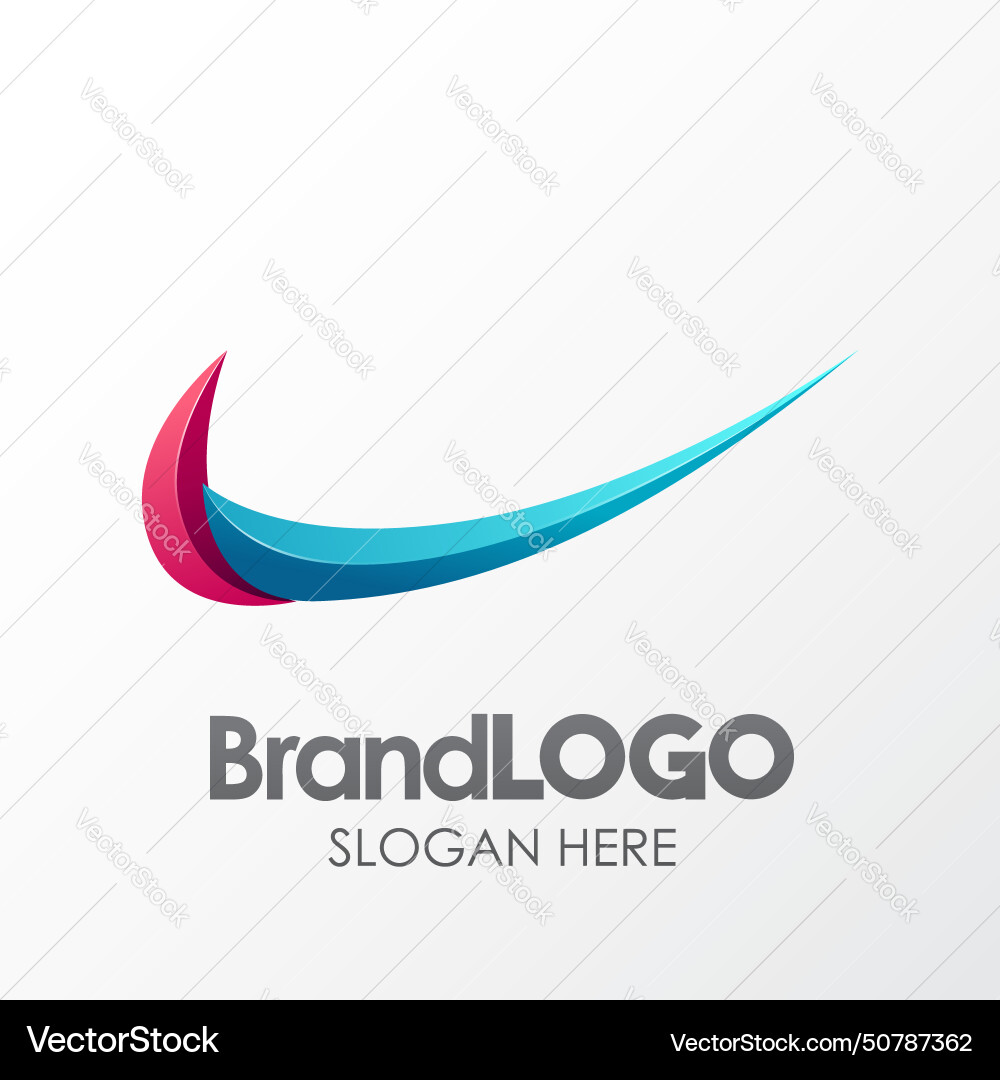 Brand logo check mark template 3d shape low poly Vector Image