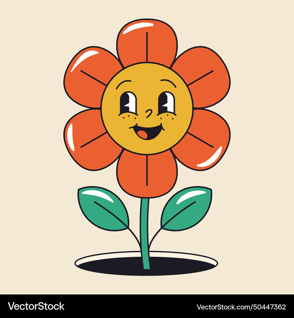 Cute groovy flower art beautiful Royalty Free Vector Image