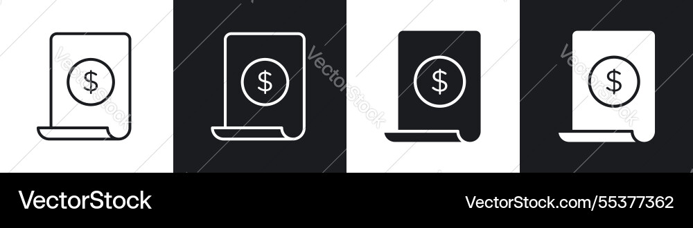 Invoice icon set black and white colors graphic Vector Image