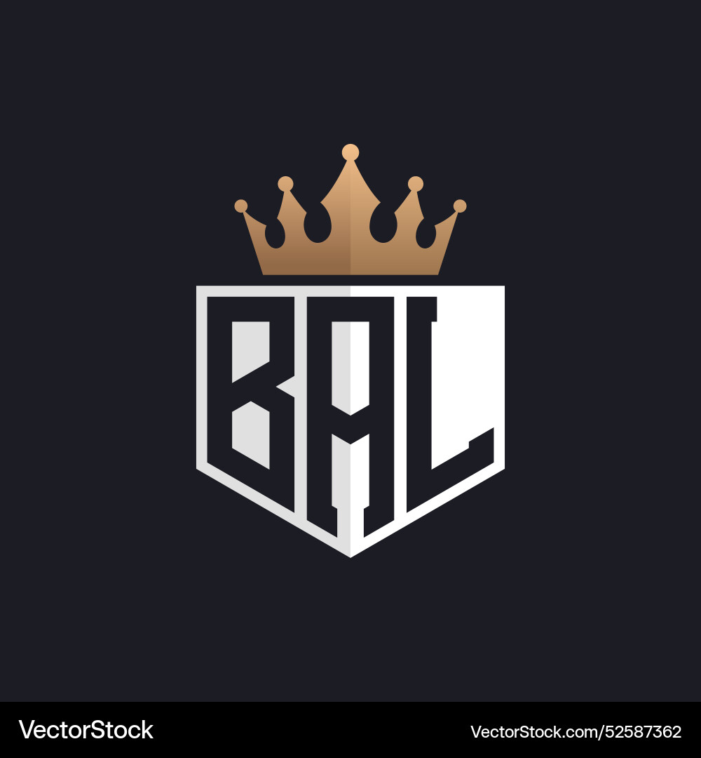 Luxury bal logo with crown elegant initials Vector Image