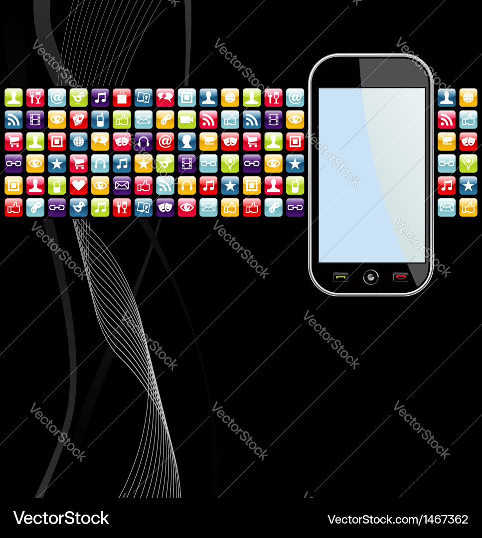 Mobile phone apps icons background Royalty Free Vector Image