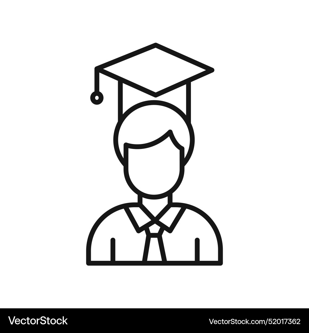 Student icon black line art Royalty Free Vector Image