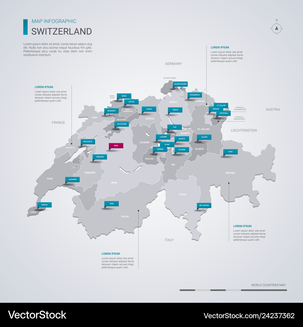 Switzerland with infographic elements pointer Vector Image