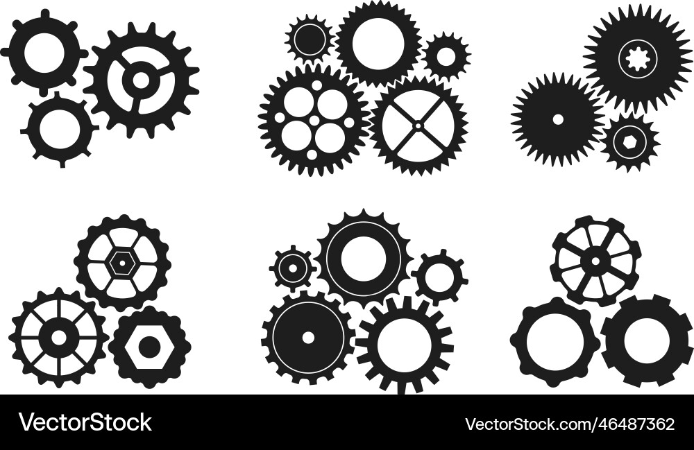 Techno gears compositions gear working industry Vector Image