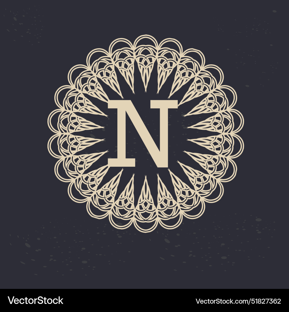 Vintage monogram design letter n Royalty Free Vector Image