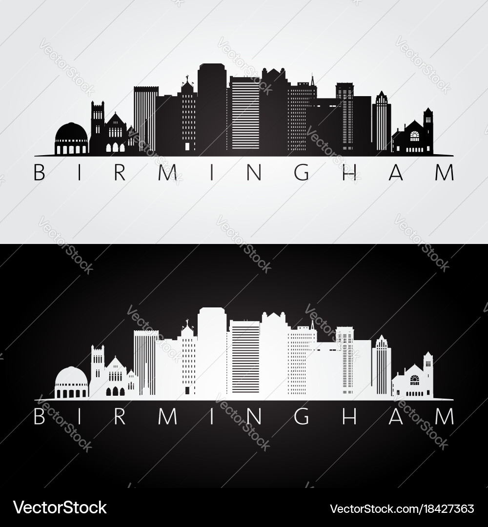 Birmingham usa skyline and landmarks silhouette Vector Image
