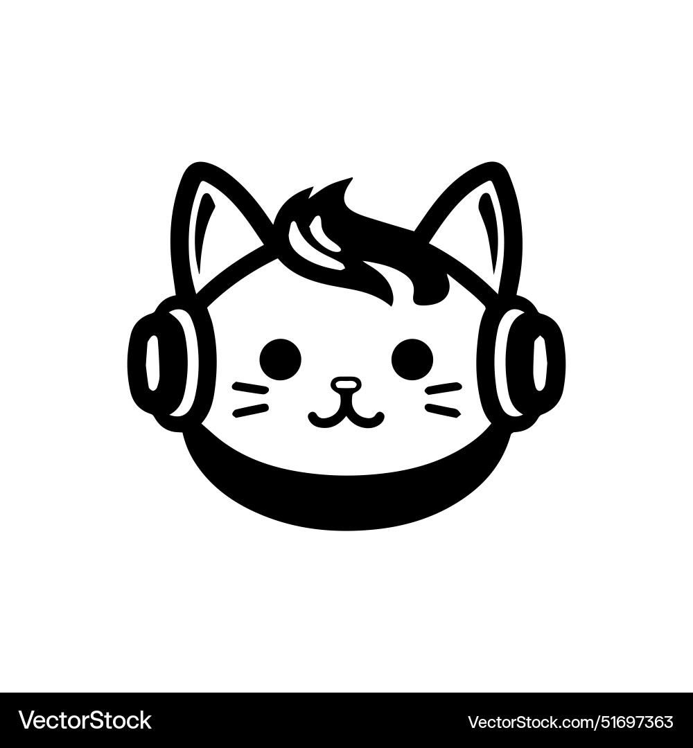 Cat music logo or modern line icon art Royalty Free Vector