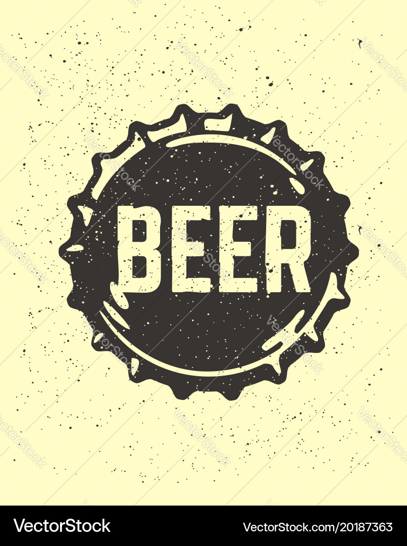Craft beer text emblem on bottle cap Royalty Free Vector