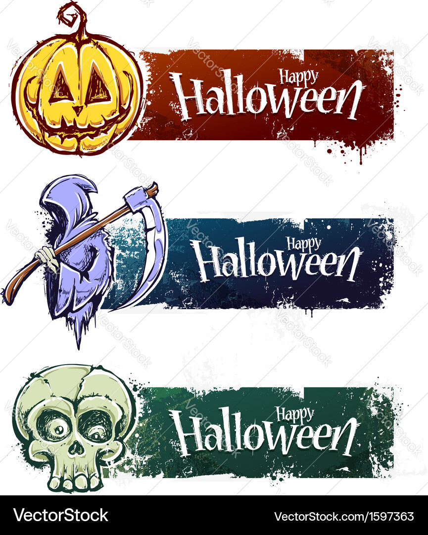 Halloween Banners - Spooky Skull Collection Vector Image