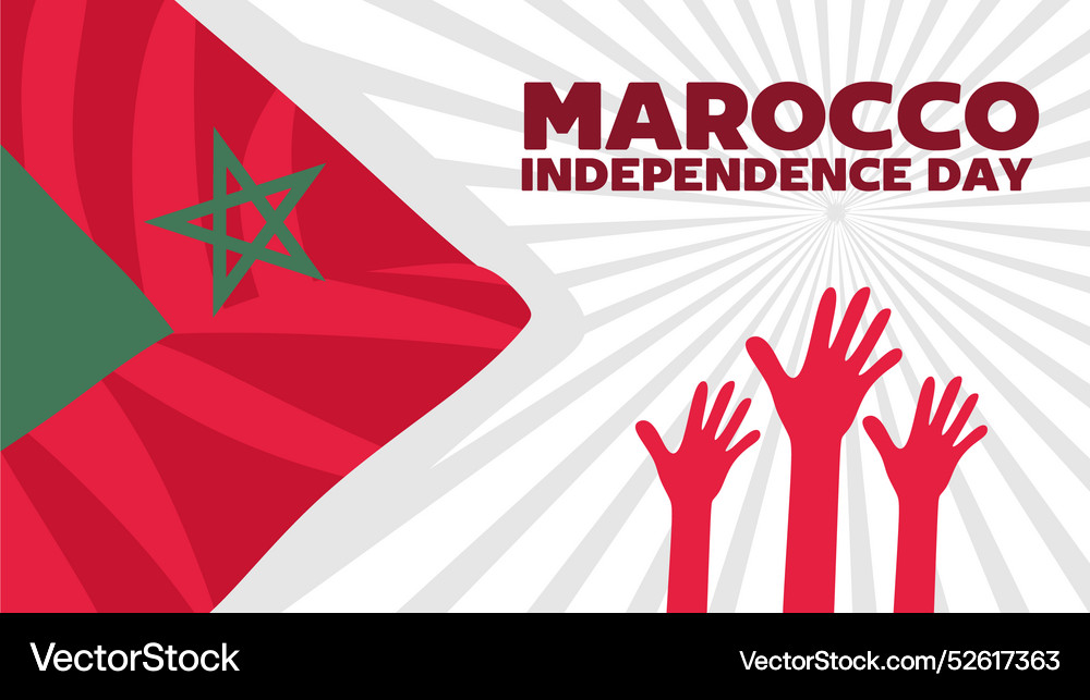 Happy moroccan independence day with moroccan flag