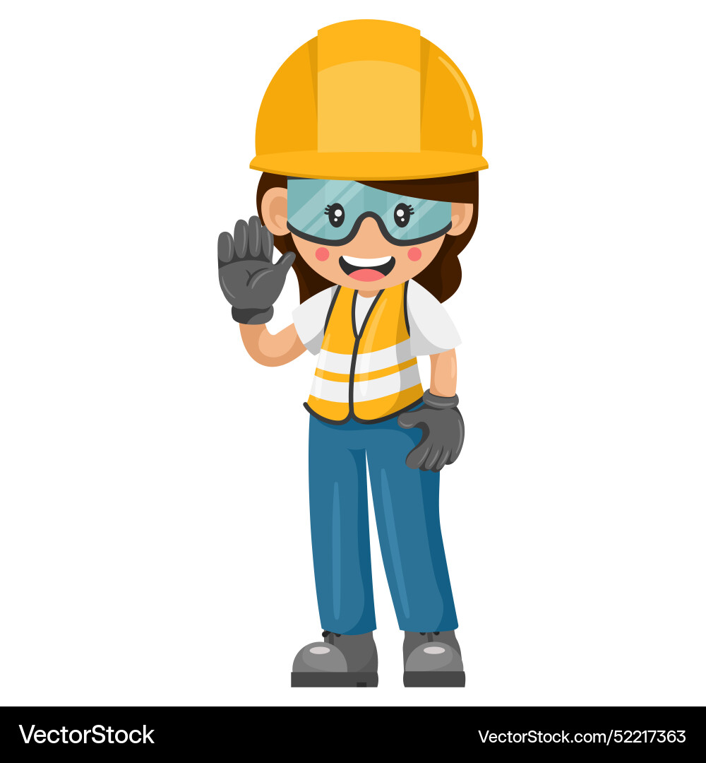 Industrial construction worker woman with his Vector Image