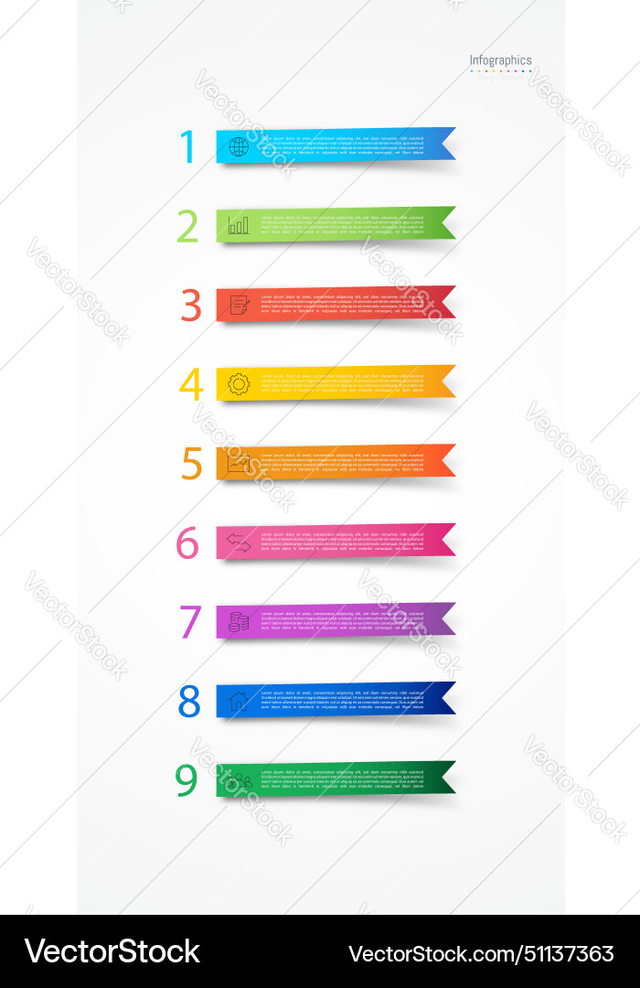 Infographic 9 options design elements Royalty Free Vector