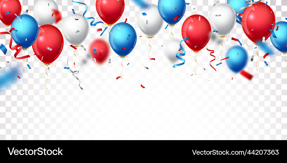 Red blue and silver balloons Royalty Free Vector Image
