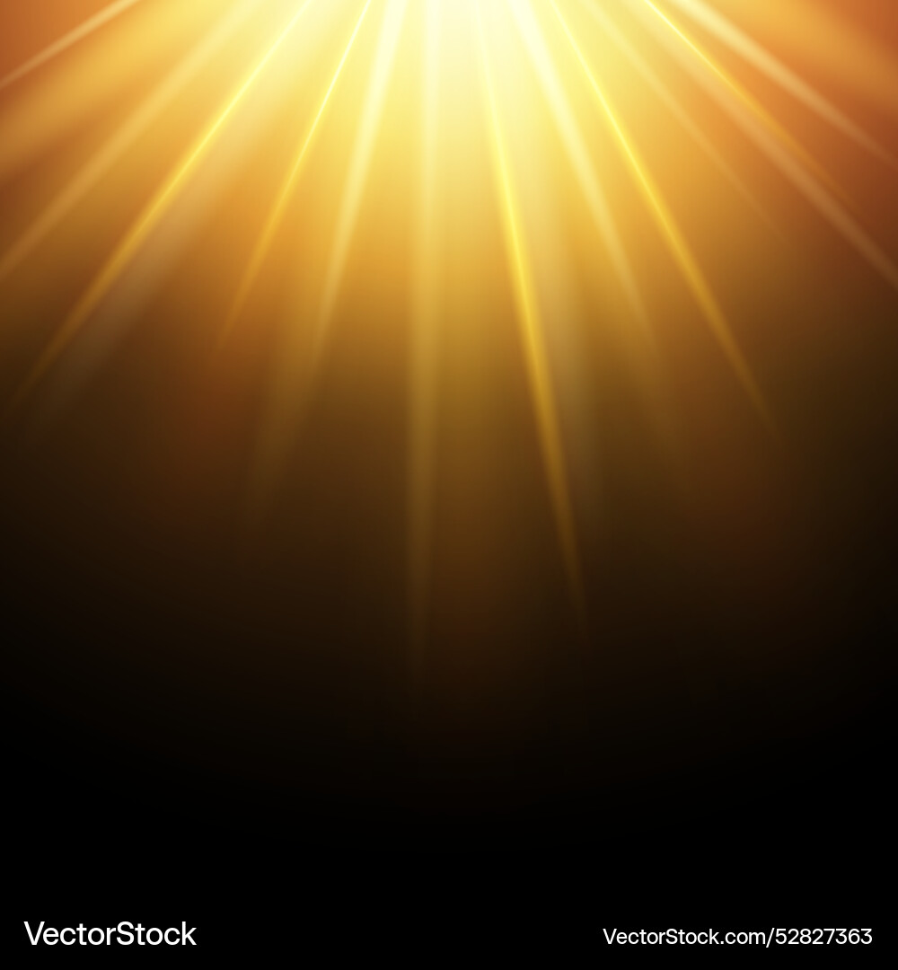 Shining light rays from top yellow beam Royalty Free Vector