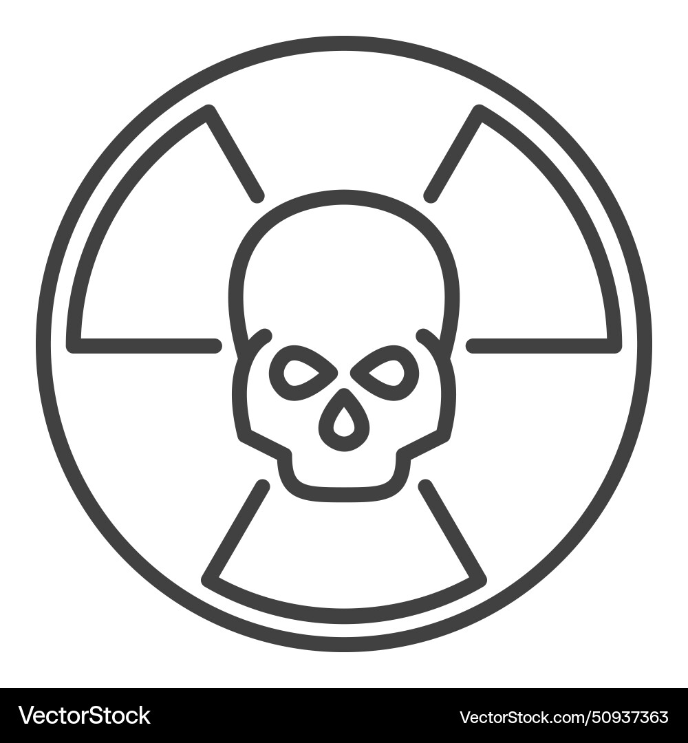 Skull with radiation symbol outline Royalty Free Vector