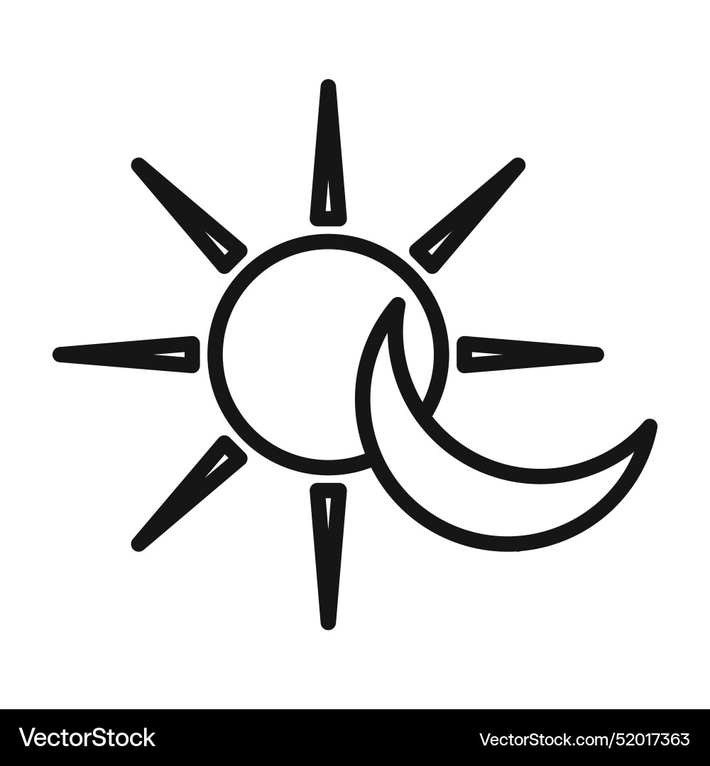 Sun and moon icon black line art Royalty Free Vector Image