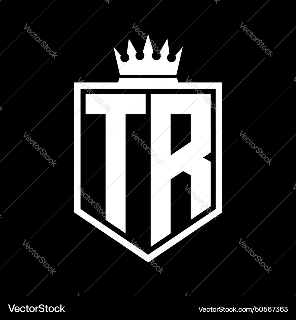 Tr logo monogram bold shield geometric shape Vector Image