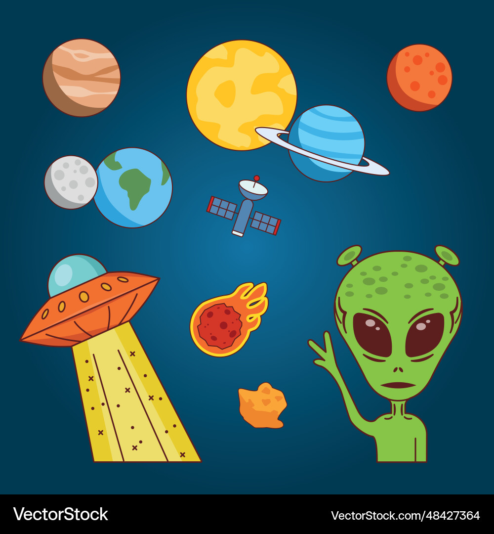 Amidst cosmic wonders planets align moon Vector Image