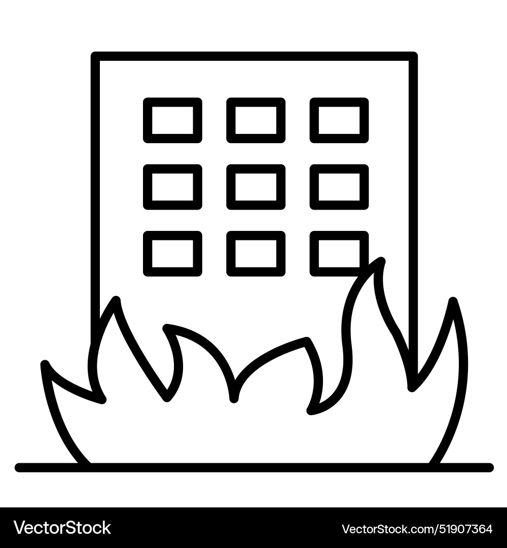Building fire icon in thin line style graphic Vector Image