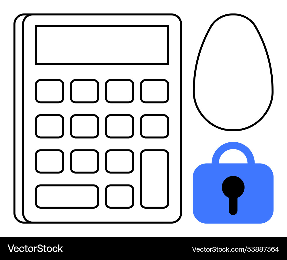 Calculator egg and lock symbols of calculation Vector Image
