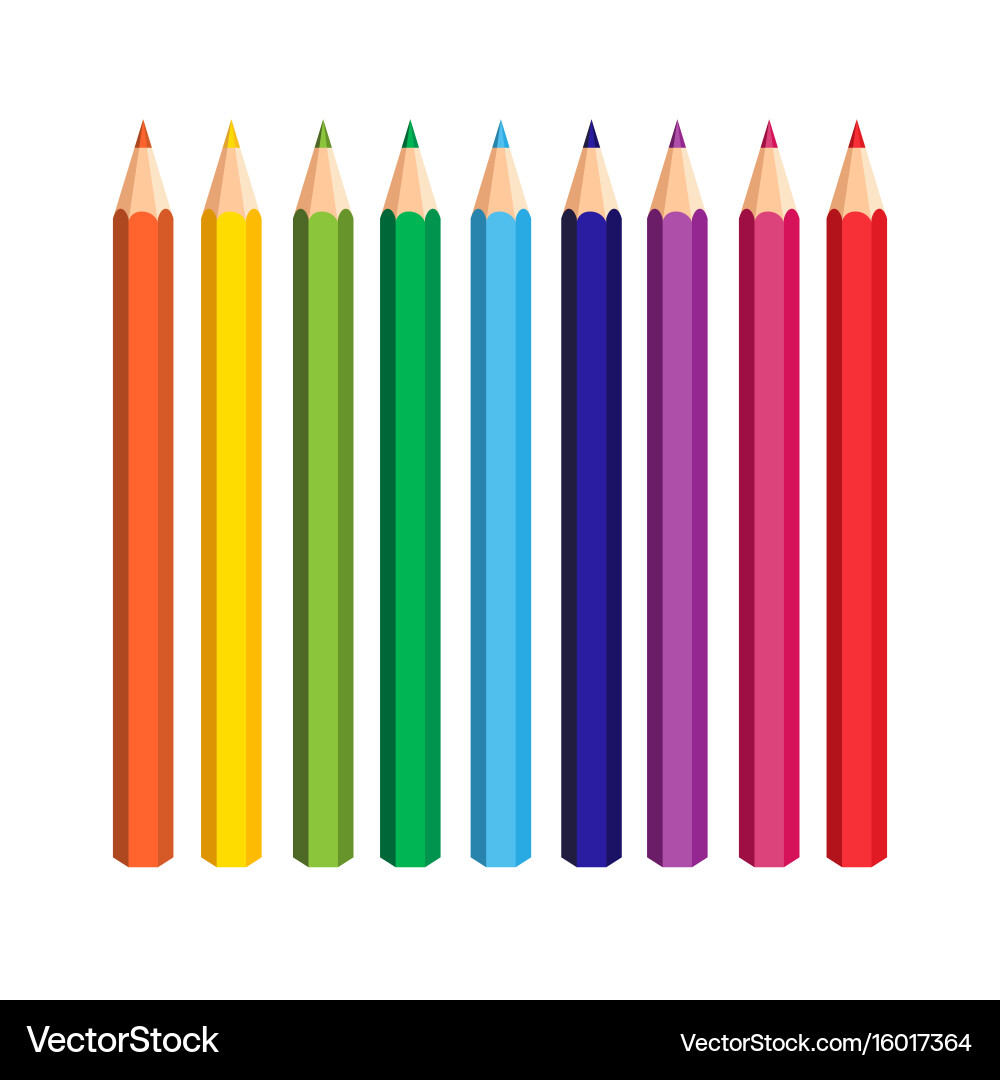 Colorful Pencils Set On White Background Vector Image