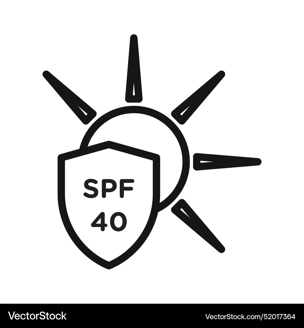 Sun protection factor 40 icon black line art Vector Image