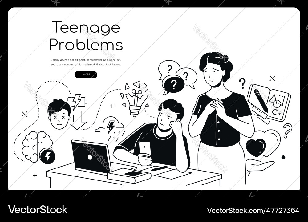 Teenage problems - modern line design style banner