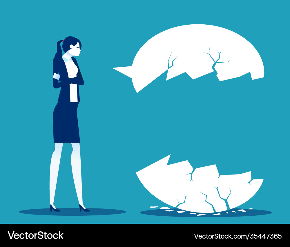 Businesswoman failed communication broken speech Vector Image