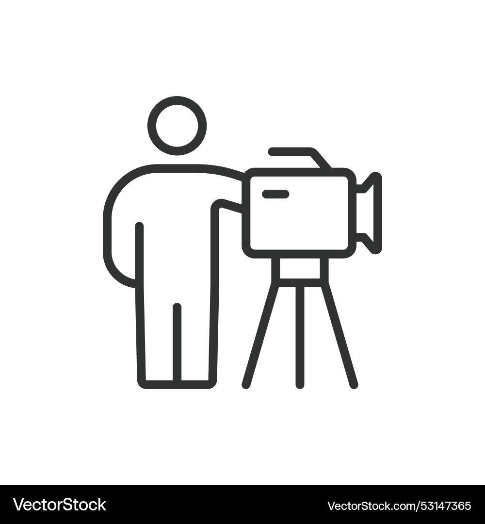 Cameraman in line design camera Royalty Free Vector Image