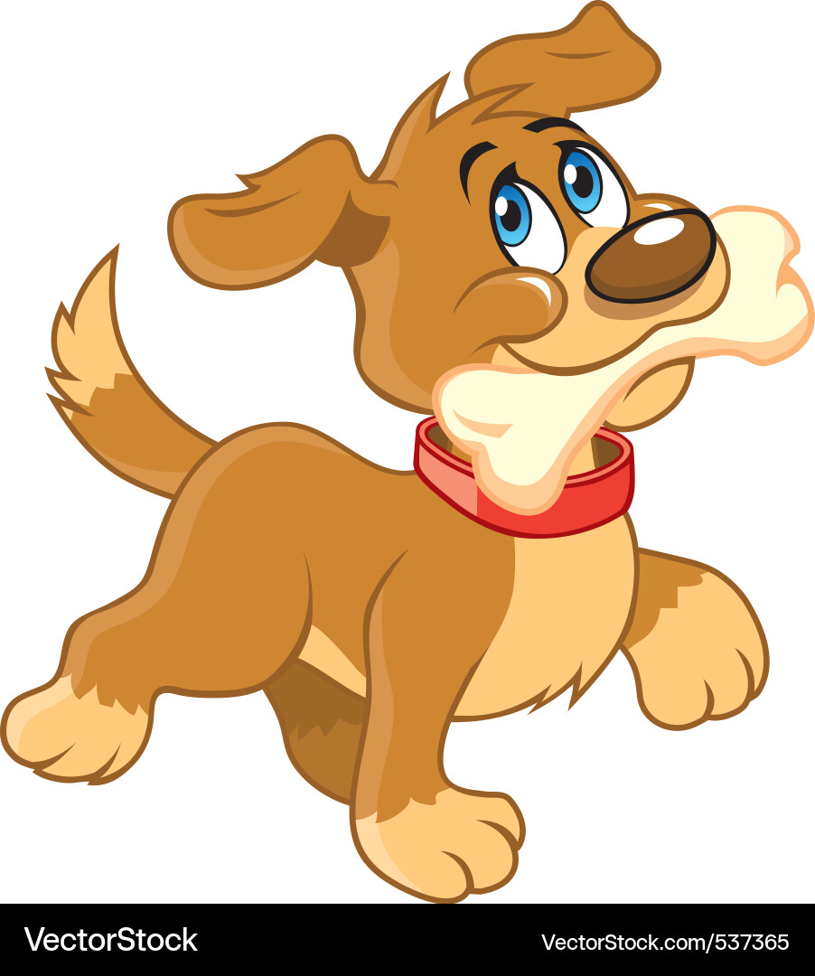 Cartoon dog with bone Royalty Free Vector Image