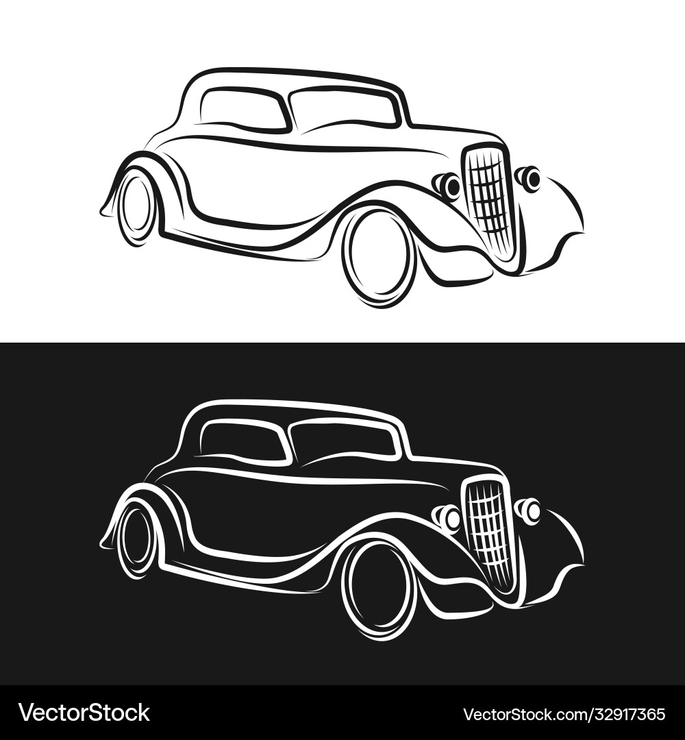 Retro car outline vintage collection classic Vector Image