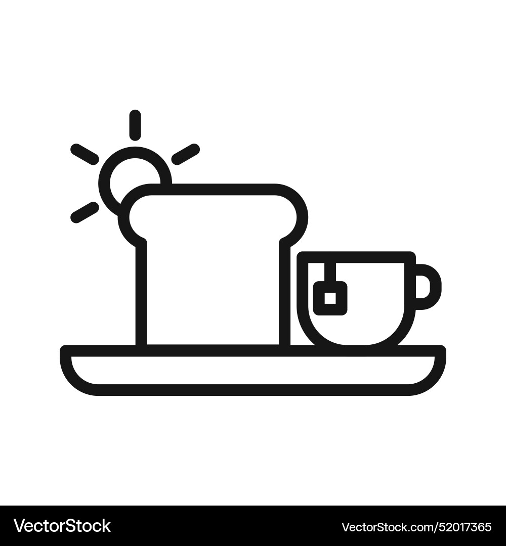 Sunrise breakfast icon black line art Royalty Free Vector