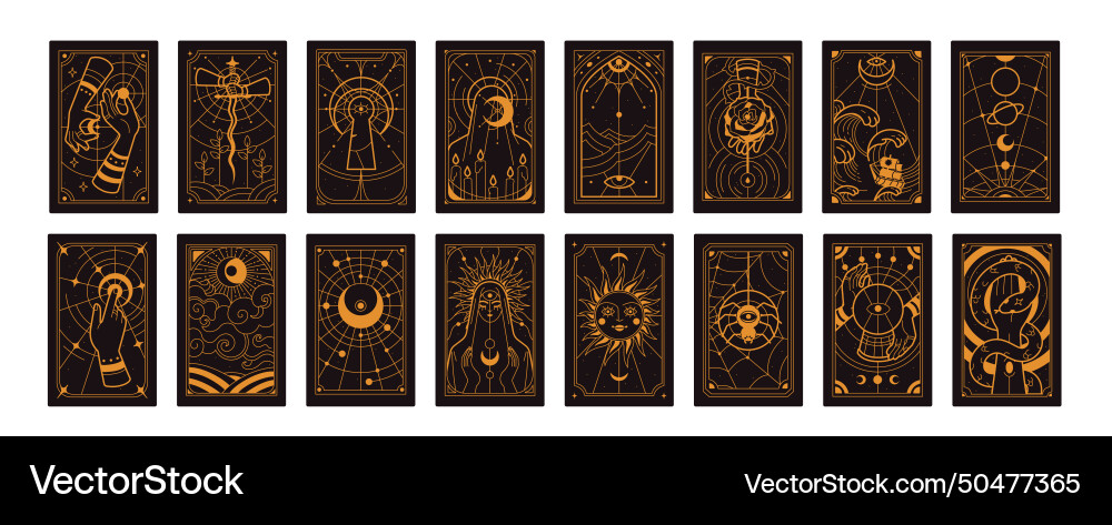Tarot cards set magic mystic deck design arcanas Vector Image
