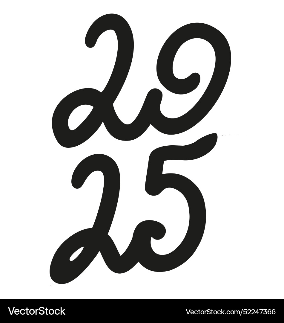 2025 year handwriting font lettering for calendar Vector Image