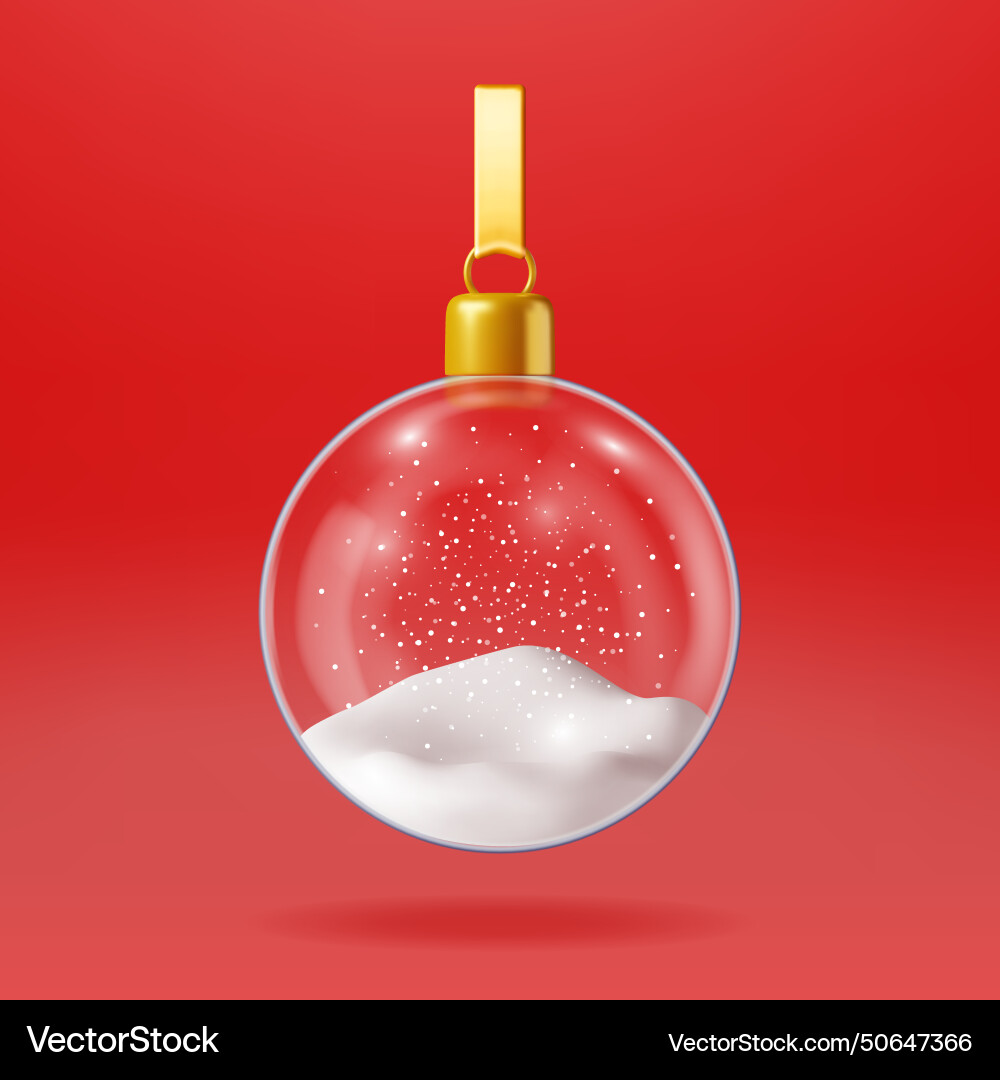 3d glass christmas snow ball Royalty Free Vector Image