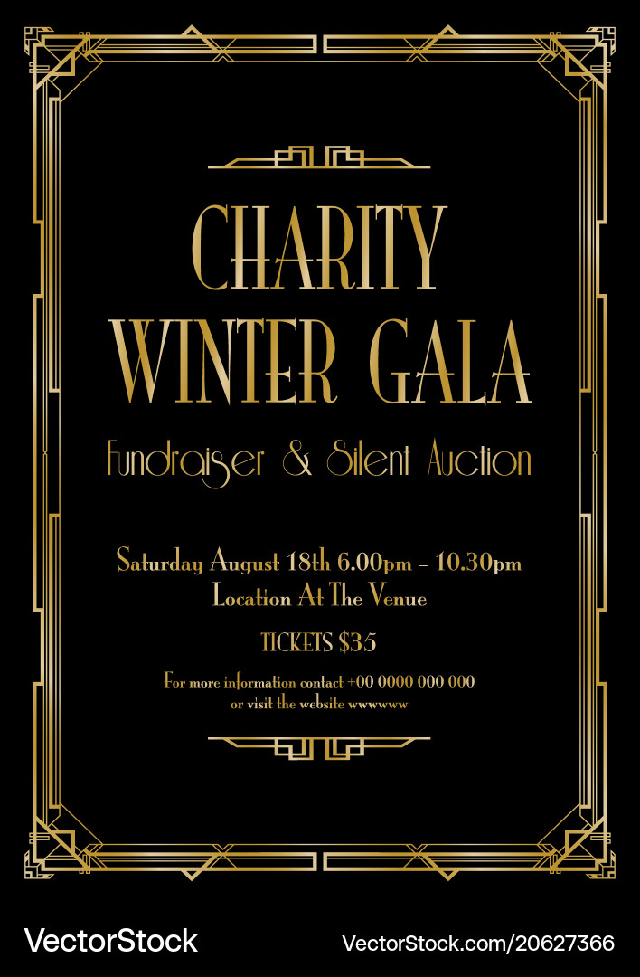 Charity winter gala background Royalty Free Vector Image