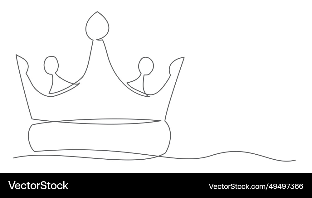 Crown one line drawing isolated on white Vector Image
