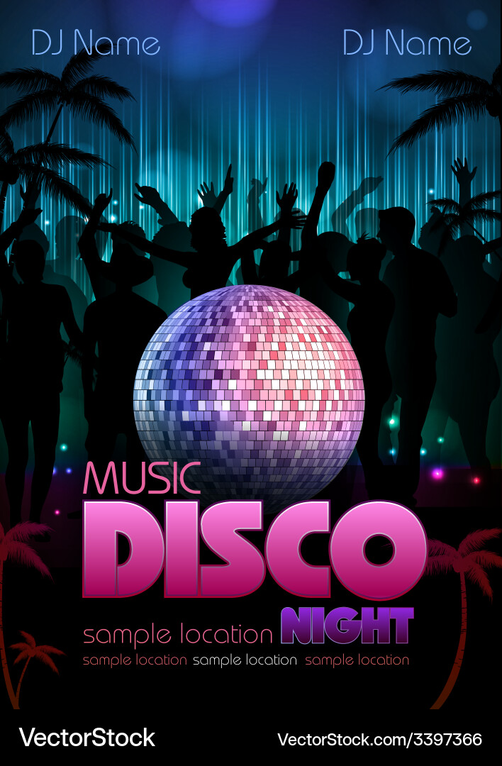 Disco background poster Royalty Free Vector Image