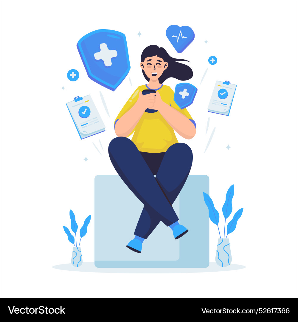 Flat design digital insurance mobile app Vector Image