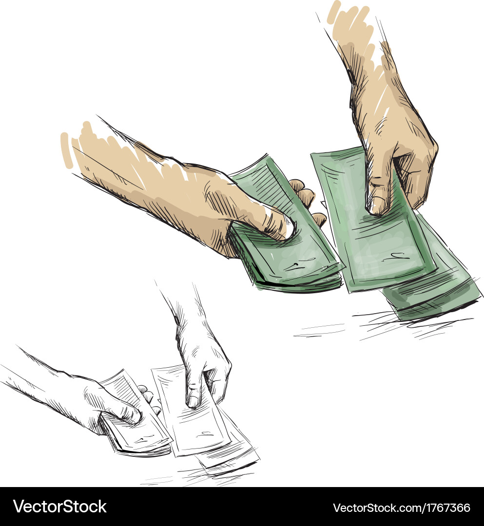 Hands counting cash money Royalty Free Vector Image