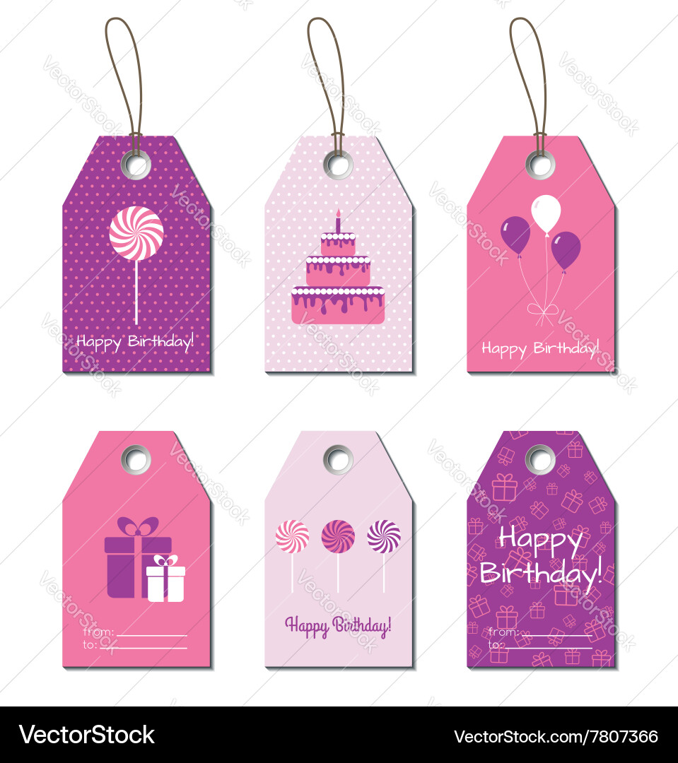 Happy birthday tags labels Royalty Free Vector Image