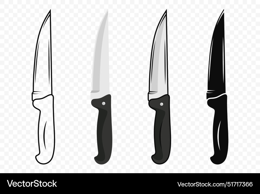 Kitchen knife icon set isolated various Royalty Free Vector