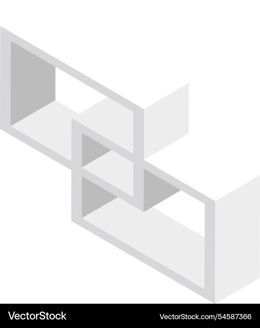 Modern interlocking white shelves creating Vector Image
