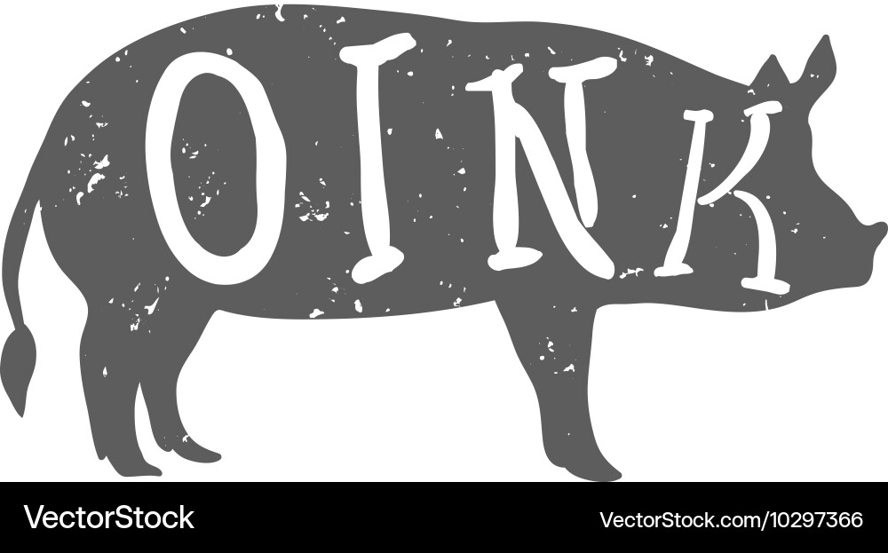 Pig silhouette mit oink text Lizenzfreies Vektorbild