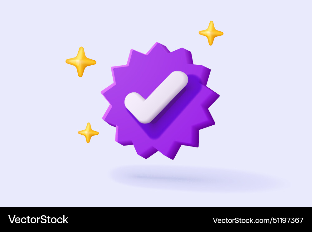 3d check mark icon isolated on white background Vector Image